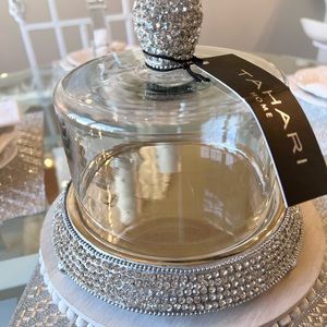 Tahari | Dining | Tahari Bling Rhinestone Pedestal Cloche Glass Cheese ...